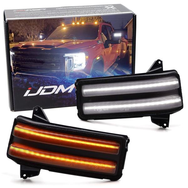 商品名:  iJDMTOY Black Smoked Lens White/Amber Switchback LED Dynamic Sequential Blink Side Mirror Turn Signal Light Assemb...