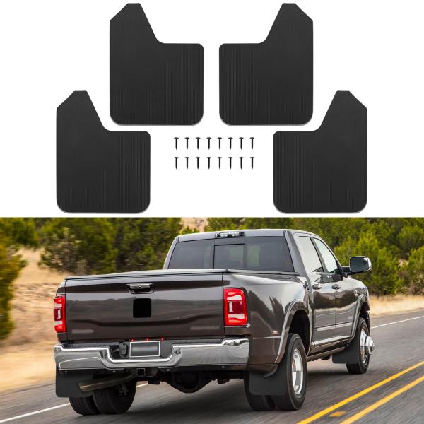 商品名: ユニバーサルマッドフラップ ピックアップトラック用 車両用 マッドガード スプラッシュガード フロントとリアセット 柔軟で曲げられるマッドフラップ ダーティトラップ フェンダーフレア 4個 Dodge Ram Ford GMC T...