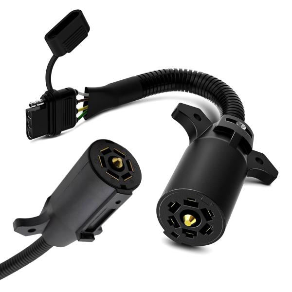 商品名: Polcatay 1 PC 7ウェイブレードから4ウェイフラットトレーラーアダプター、シングルファンクション7ウェイラウンドから4ピン配線コネクタ、カープラグコードアクセサリー、ほとんどのRV、トレーラーにユニバーサル(ブラック)...