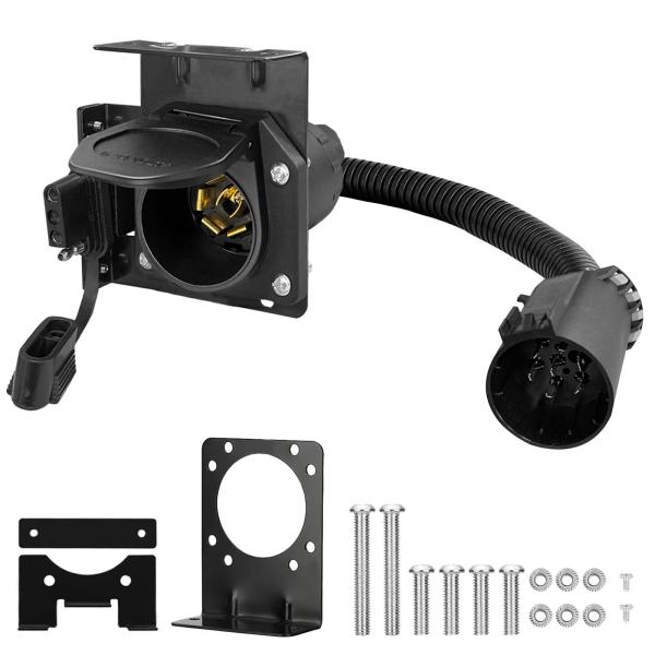 商品名: WALSIO 7ピンから7ウェイブレードトレーラー配線アダプター 4ウェイワイヤーハーネス付き USCAR 7ウェイトレーラーライトプラグ フォード/GMC/ダッジ/シボレー/ジープ/日産/クライスラー用 WALSIO 7 Pin...