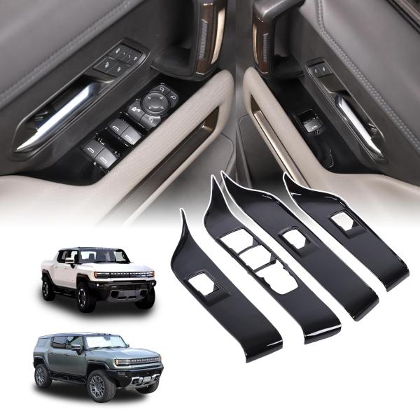 商品名:  for Hummer EV Accessories Car Door Window Glass Lift Button Panel Trim ABS Carbon Fiber Front Rear Doors Armrest W...