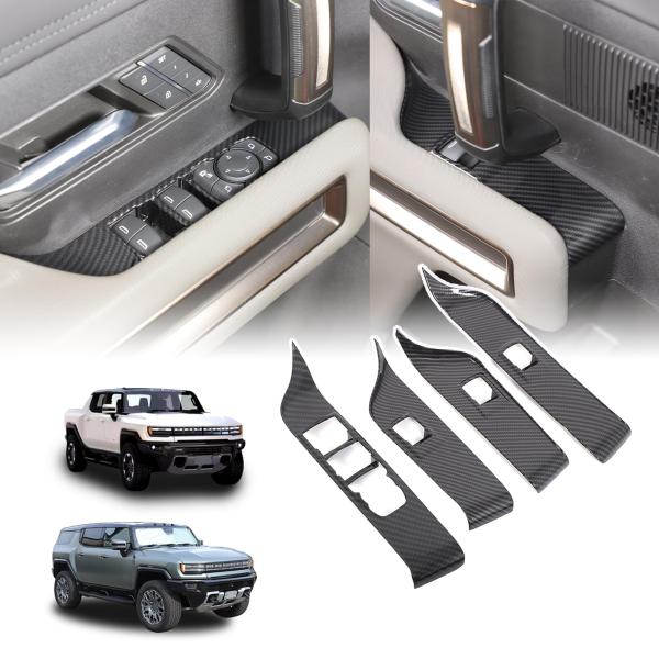 商品名:  for Hummer EV Accessories Car Door Window Glass Lift Button Panel Trim,ABS 4-Doors Armrest Window Control Switch D...