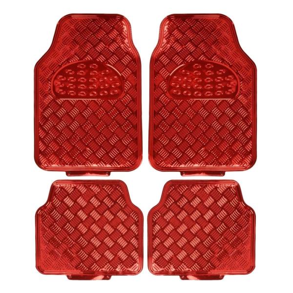 商品名:  ARCOSUCU 4pc Rubber Vinyl Floor Mats Metallic Shiny Red Front &amp; Rear Heavy Duty MT-641 4RVFMMSRFRHDブランド: ARCOS...