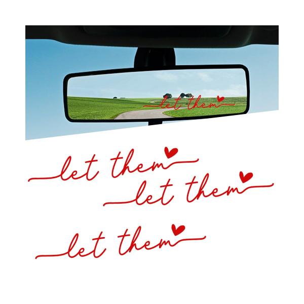 商品名: Zpana カーバックミラーステッカー、3PCS Let Them 車両リアビューウィンドウデカールハート付き、ポジティブセルフアファーメーションマインドフルネス自動車用バンパープロテクターアクセサリー、ユニバーサルフィット(レッ...