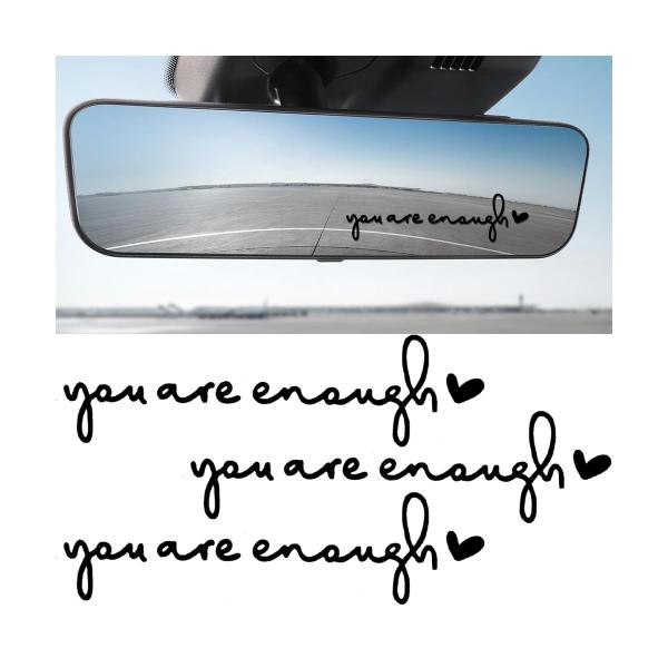 商品名: HZEL カーミラーデカール、3PCS You are Enough 車両バックステッカー、かわいい自己肯定自動車内装リアビューウィンドウ装飾アクセサリー、SUV、セダン、トラック用ユニバーサル(ブラック) HZEL Car Mi...