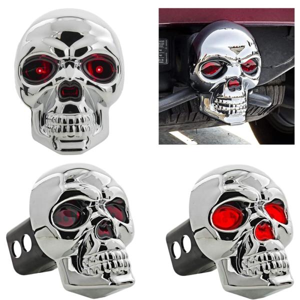 商品名:  Cobra-Tek Chrome Skull LED Brake Light Hitch Cover ? Universal Fit for 1.25" &amp; 2" Hitch Receivers, Compatible ...