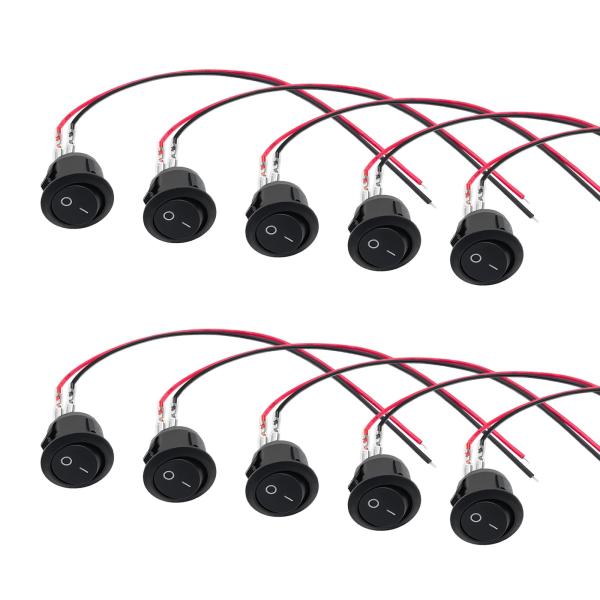 商品名:  SHMZK 10 PCS 12V Round Rocker Switch, 20mm AC 6A/250V 10A/125V SPST 2 Pin 2 Position Snap-in Rocker Switch, Mini O...