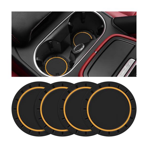 商品名: Zipelo 車用カップホルダーコースター、4点 滑り止め 2.75インチ 車両ドリンク断熱マット、防塵自動車内装ウォーターボトル保護パッドアクセサリー、SUV、セダン、トラックにユニバーサル(イエロー) Zipelo Car C...