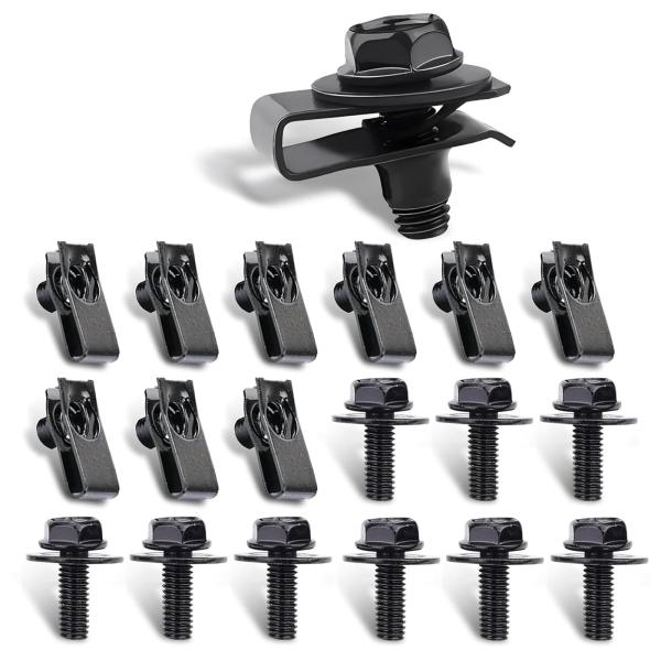 商品名:  20PCS Automotive Body Bolt Kits, Extruded U-nut Clamp Kit, Hood Guard Spiral, Bumper Fender Push Pull Metal Rust-R...