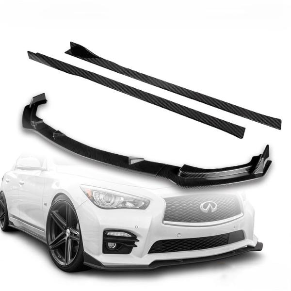 商品名:  HK5 9pcs Combo Front Bumper Body Kit Lip + Side Skirt Extensions Diffuser Compatible with 2014-2017 Infiniti Q50 2...