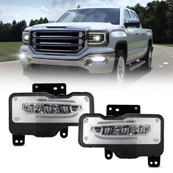 商品名:  BUNKER INDUST LED Fog Lights Compatible with 2016 2017 2018 GMC Sierra 1500, Bumper Driving Fog Lamp Kit Replaceme...