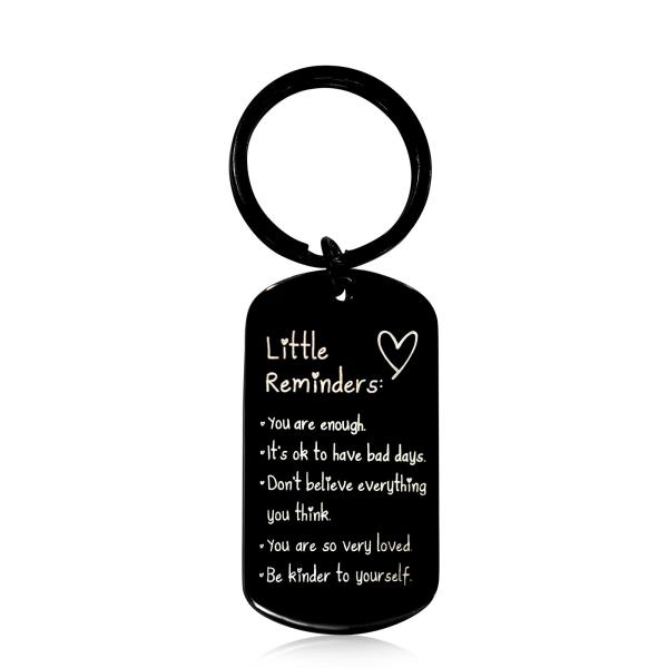 商品名: Little Reminders キーチェーン インスピレーションを与える肯定キーチェーンギフト 女性用 男性用 "You Are Enough" モチベーションを高めるキーリング (ブラック) You Are Enough Ke...