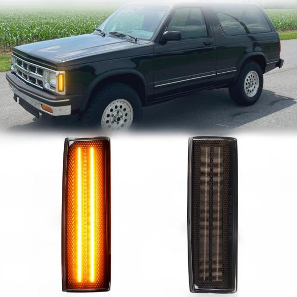 商品名:  LED Side Marker Lights Assembly for 1983-1994 Chevy Blazer S10 GMC Jimmy S15, 2PCS Front Bumper Indicator Fender L...