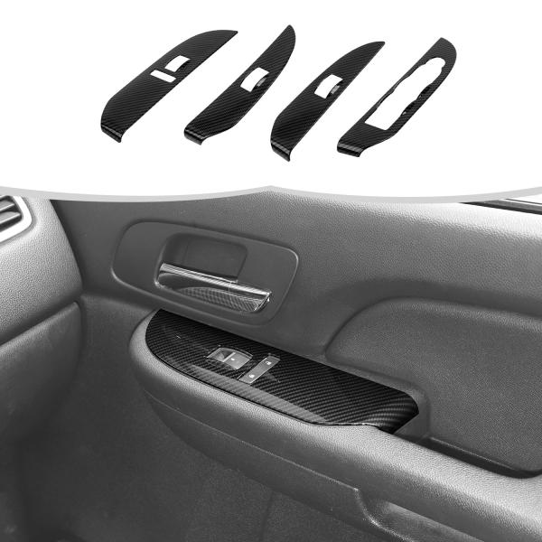 商品名: Linskip パワーウィンドウスイッチパネルカバー シボレーアバランチ 2007-2013、ドアコントロールパネルトリム、インテリアアクセサリー(カーボンファイバーブラック) Linskip Power Window Switc...
