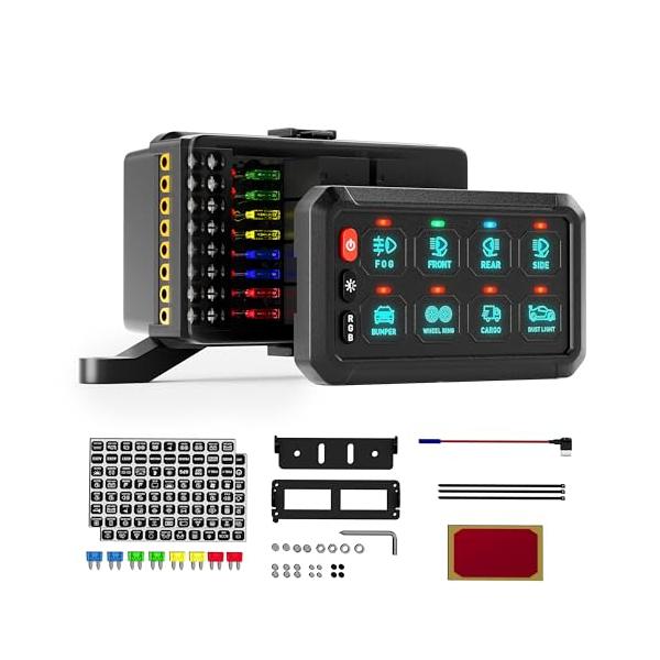 商品名:  8 Gang RGB Switch Panel - Universal Waterproof Relay Control Box w/Adjustable Brightness, Acc Wired LED Pod &amp; ...