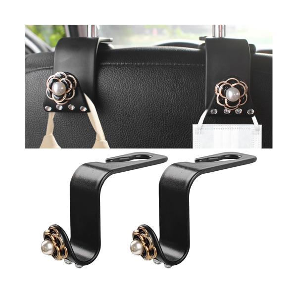 商品名: Bittwee キラキラ光るカーシートヘッドレストフック クリスタルラインストーン 車両ハンドバッグホルダー ダイヤモンド自動車インテリア 後部座席収納ハンガーアクセサリー SUV、セダン、トラックにユニバーサル(ブラック) Bi...
