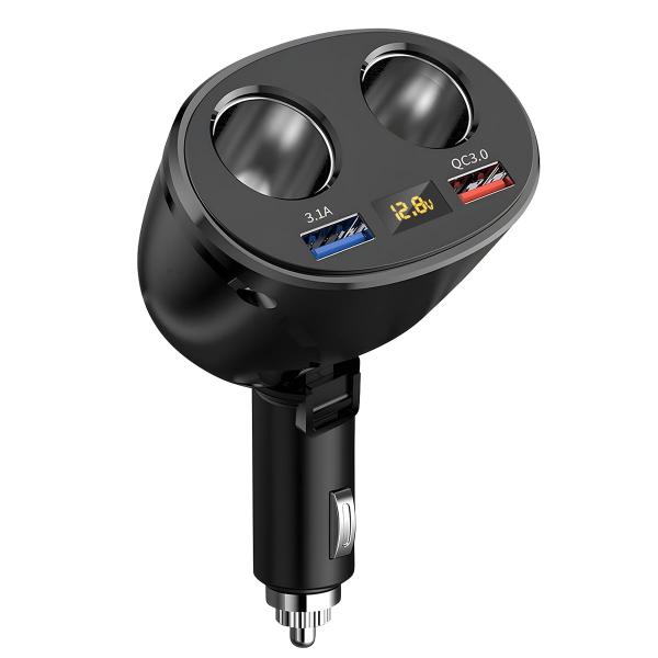 商品名:  Ankuee Car Cigarette Lighter Splitter, 2 Socket Dual USB Automotive QC3.0 PD Adapter with LED Voltmeter, 12V/24V F...