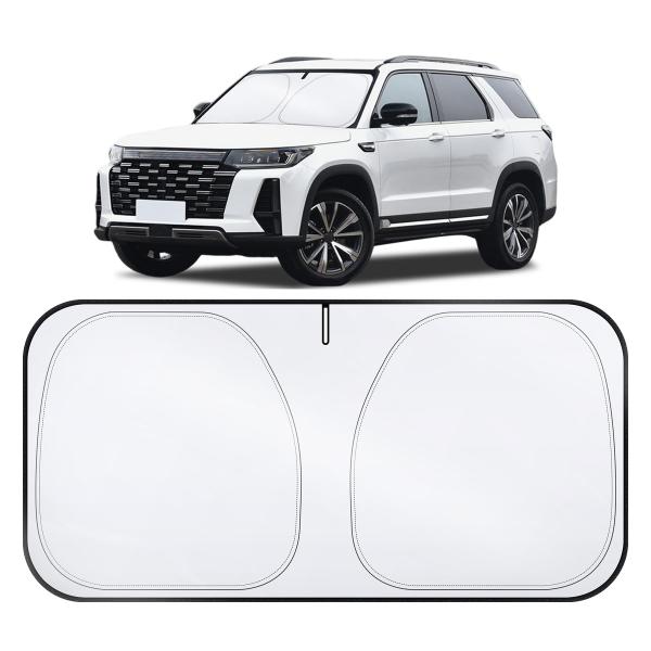 商品名: LivTee 車用フロントガラスサンシェード - 300Tポリエステル 2層デザイン 折りたたみ式サンシェード 小型セダン&amp;ミニSUV用 紫外線&amp;熱保護 自動車内装サンシールド カーアクセサリー (64インチx33...