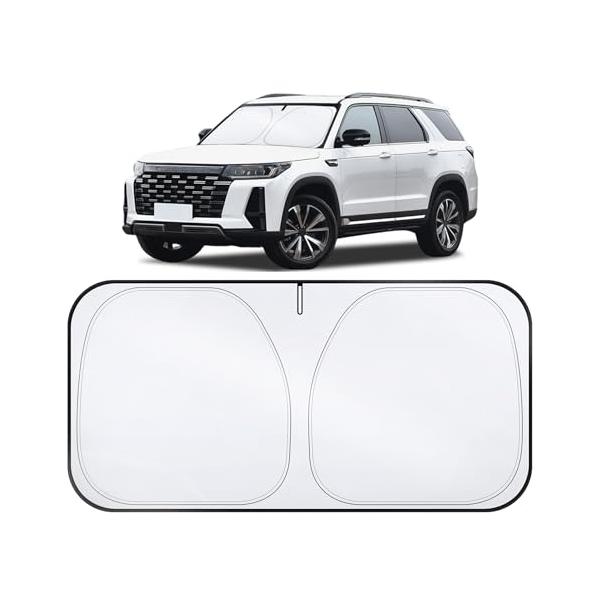 商品名: LivTee 車用フロントガラスサンシェード - 300Tポリエステル 二層デザイン 折りたたみ式サンシェード 小型セダン&amp;ミニSUV用 紫外線&amp;熱保護 自動車内装サンシールド カーアクセサリー (57.5インチx...