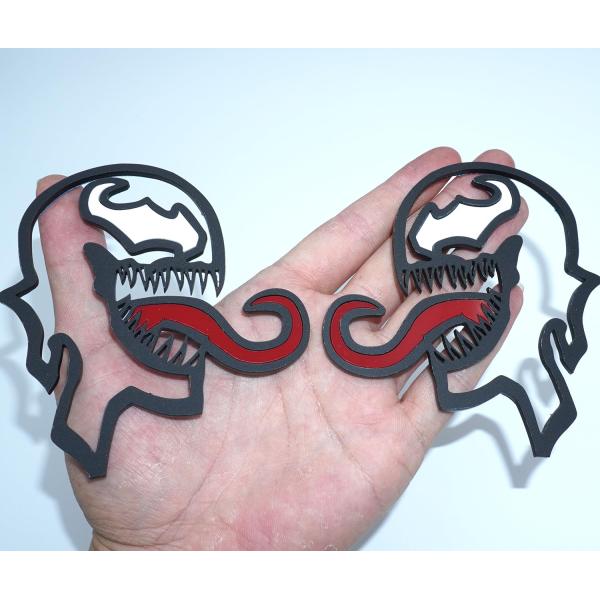 商品名: ヴェノムエンブレム3Dバッジマルチカラーカスタムデカールステッカーペアセットユニバーサル自動車トラックオートバイ用(ブラックレッドホワイト) Pair Set Venom Emblems 3D Badge Multicolored...