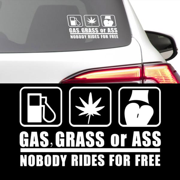 商品名: Lyxheth Gas Grass or Ass ステッカー 車用 面白いバンパーステッカー Nobody Rides for Free おもしろウィンドウバンパーデカールステッカー、カーアクセサリー ビニールガスまたはお尻ステッ...