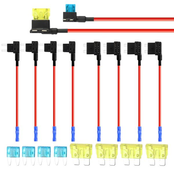 商品名: 8 セット 車用ヒューズ タップキット ブレードヒューズ8個付き ヒューズタップ 自動車用12V 短絡を回避するための2種類の標準&amp;ミニヒューズ タップ、実用的なカーアクセサリーフューズキット 8 Set Car Fuse...