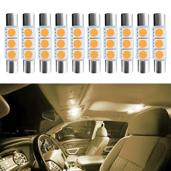 商品名:  Lyxheth 10PCS Car Visor Light 28MM Car Roof Lights LED Reading Light Bulb, Cars Vanity Bulbs, T6 5050 Auto LED Sun...
