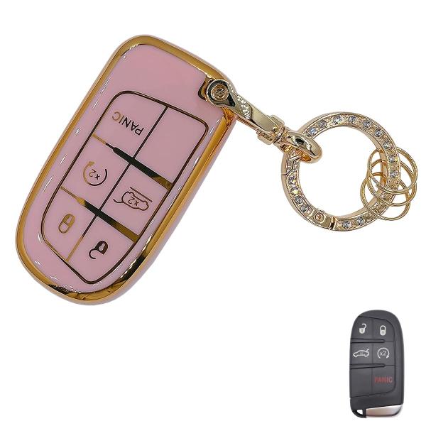 商品名: ピンク ソフト TPU キーフォブ カバー ケース プロテクター ジープ グランド チェロキー レネゲード ダッジ デュランゴ チャレンジャー ラングラー パトリオット グランドコマンダー ジャーニー フィアット ダート クライス...
