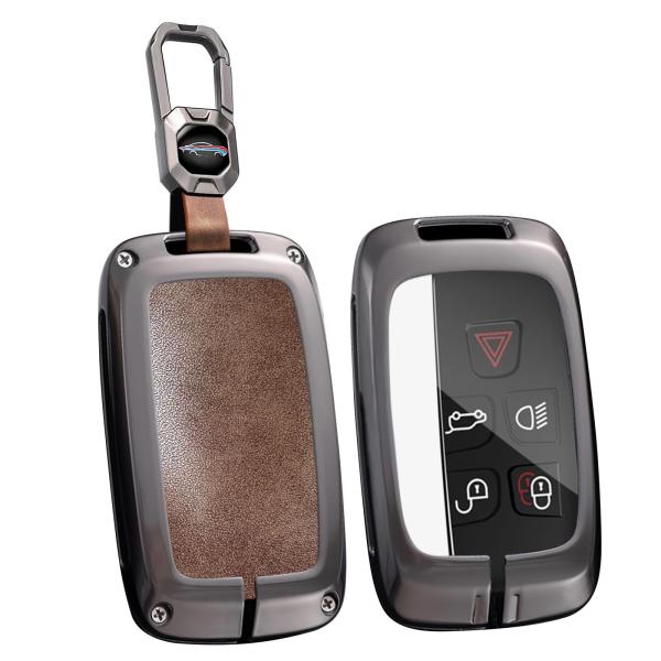 商品名: ontto キーフォブカバー レンジローバー スポーツ Evoque Velar スマートリモートカーキーホルダーメタルとレザーキーケースにフィット、完全保護、頑丈で耐久性のあるキーバッグ、ブラウン ontto Key Fob C...