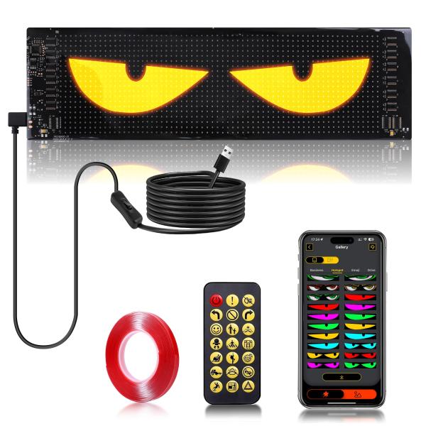 商品名: CRILEAL マルチパネル同期LEDアイディスプレイ 96x16 LEDサイン(23.4インチx4.7インチ) | USB 5V プログラム可能なスクロールテキスト/アニメーション | アプリ + 車/ストア広告用リモコン(1個...