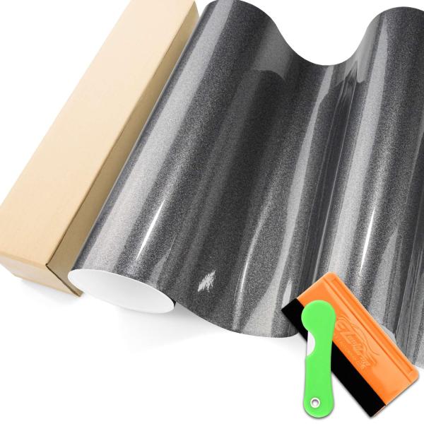 商品名: ヘビーメタルダイヤモンドグリッターグロスグラファイトグレーメタリックビニールラップ自動車ステッカーデカールフィルムシートバブルフリーエアリリーステクノロジーツールセット1フィートx5フィート Heavy Metal Diamond...