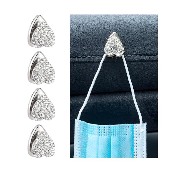 商品名:  Osilly 4PCS Bling Car Mini Hooks, Crystal Rhinestone Self-Adhesive Cute Love Heart Vehicle Dashboard Hanger for Wo...