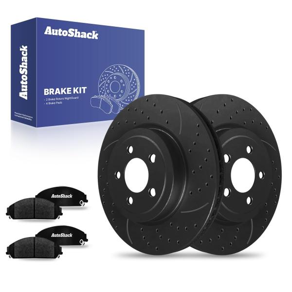 商品名:  AutoShack Front Drilled &amp; Slotted Brake Rotors Ceramic Brake Pads | Replacement for Chrysler 300 Dodge Challen...