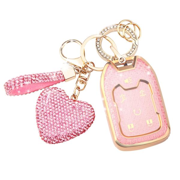 商品名:  FT FUNTOR for Chevy Key fob Cover with Diamond Keychain Soft TPU Full Protection car Key Cover fit for GMC Suburba...