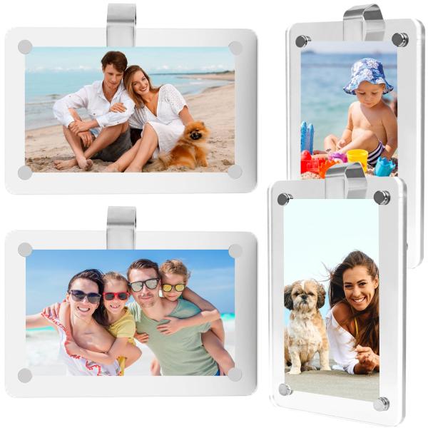 商品名:  4 Pack Car Sun Visor Photo Holder, Acrylic Magnetic Personalized Photo Holder car Picture Frame, Photo Car Visor C...