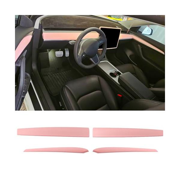 商品名: ダッシュボードカバー ラップ フロントドアパネル トリム Tesla Model 3 2021 2022 2023に対応 Tesla Model Y 2019 2020 2021 2022 2023 2024 ライトピンク ABS...