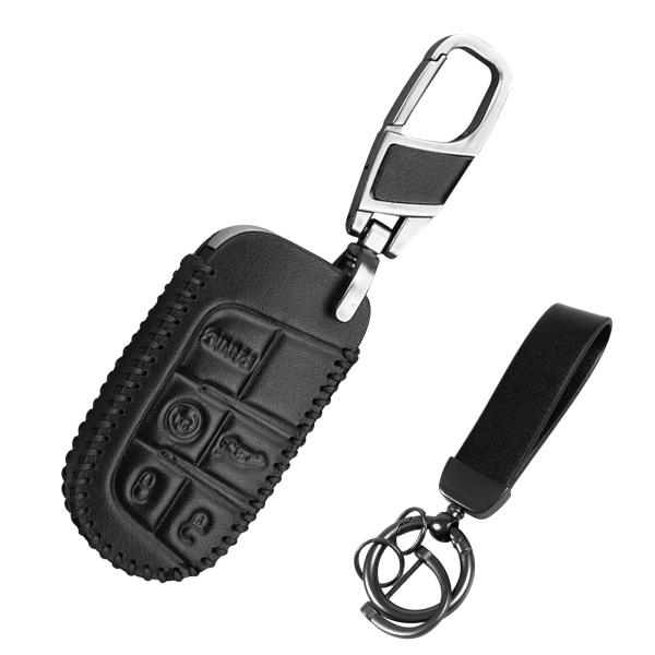 商品名:  Leather Key Fob Cover Compatible with Dodge Durango Challenger Charger Hornet Jeep Compass Grand Cherokee WK Ram P...