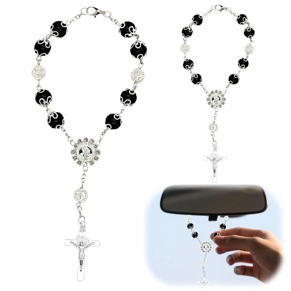 商品名:  QKWL 2 PCS Car Rosary, Cross Rosary Mirror Hanging For Truck Bike Motorcycle Mirror Hanging Accessories Decors (Bl...