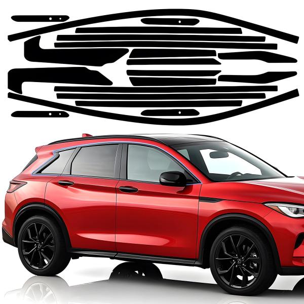 商品名: MusTree Chrome Delete ビニールラップキット 2019-2025 インフィニティ QX50 アクセサリー サイドウィンドウトリム グロスブラックブラックブラックアウトフィルム付き MusTree Chrome ...
