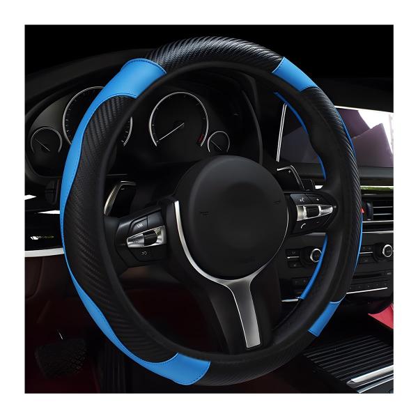 商品名: Norkmdi 車用ハンドルカバー、伸縮性 ストレッチ 滑り止め 通気性 車両ハンドルプロテクター 快適な自動車内装アクセサリー SUV RVトラック用 ユニバーサル(ブラック/ブルー) Norkmdi Car Steering ...