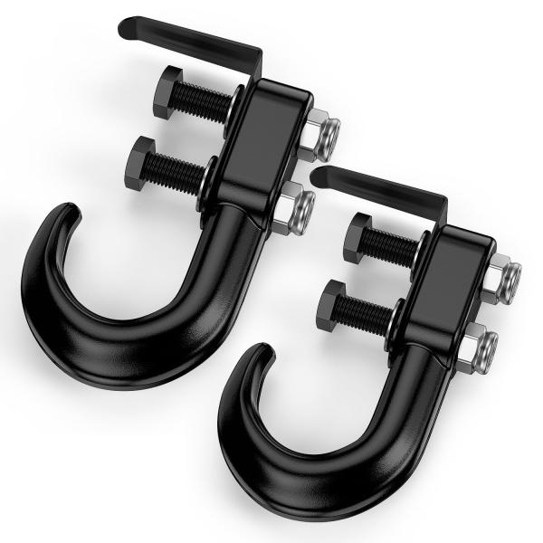 商品名:  Nilight 2Pcs Bolt-On Tow Hooks with Spring Clip 10,000LBS 2Pcs Black Forged Recovery Tow Hooks Compatible with Jee...