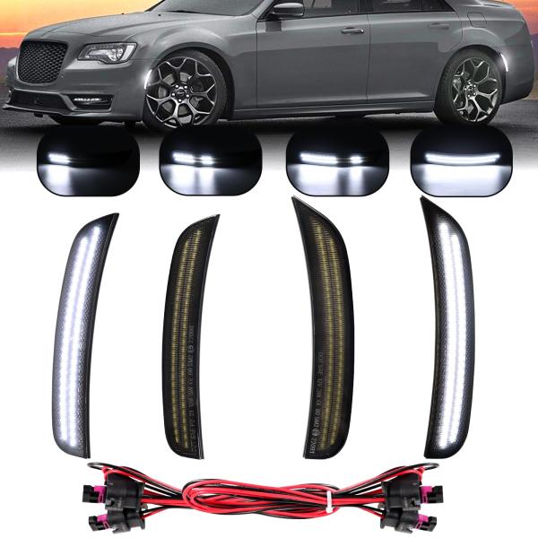 商品名:  CYBORICH Dynamic White LED Side Marker Lights for Chrysler 300 2015-2023 Upgrade Dual-Row Sequential Front Rear Fe...