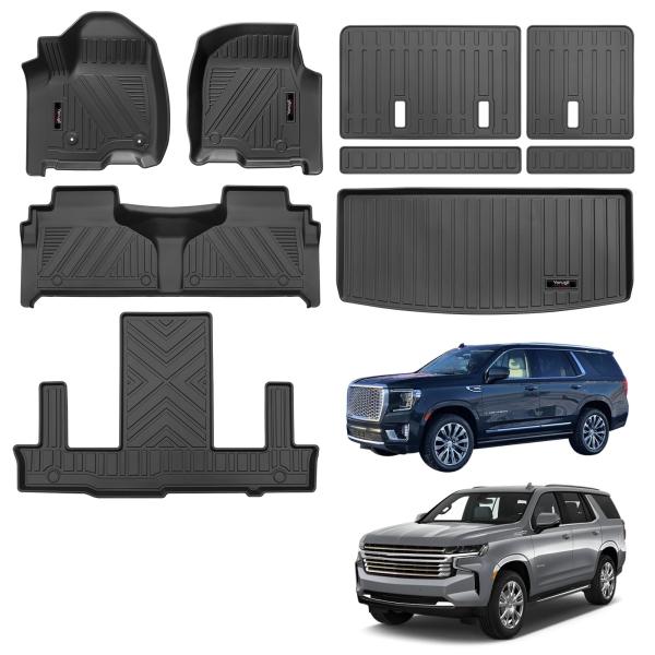 商品名:  for 2021-2025 Chevy Tahoe/GMC Yukon(Not XL) 7 Seat Floor Mats 3 Rows &amp; Trunk Cargo Liner &amp; Backrest Mat TP...