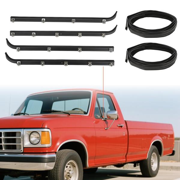 商品名: ACLONG ウィンドウモールディングスイープフェルトトリムシール&amp;ルーフモールディングドリップフィット Ford F150 F250 F350 1987-1997用 Front Door Window Weatherst...