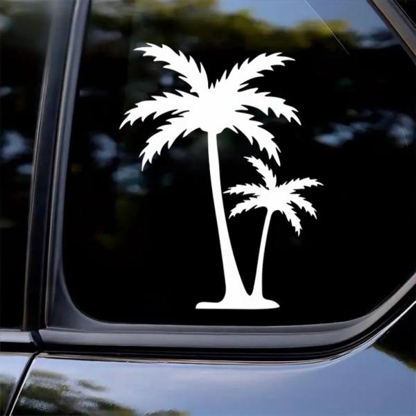 商品名:  2PC Vibrant Tropical Palm Tree Car Sticker 4.53"x5.91"- Self-Adhesive Vinyl Decal for Windows, Doors, and Walls - ...