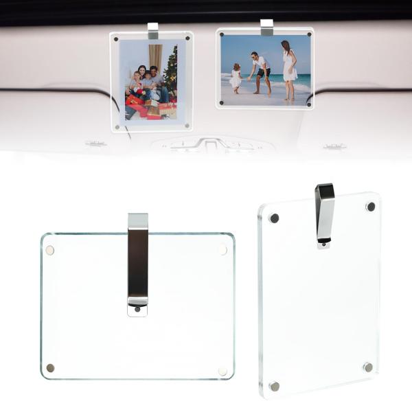 商品名: HANGZIGD 車用写真ホルダー (2.9 x 4.1インチ) 2Pcs Car Picture Holder, Acrylic Magnetic Visor Photo Clip, Personalized Picture F...