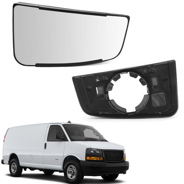 商品名:  Covnikyer Lower Passenger Side Mirror Glass Replacement For Chevy Chevrolet Express GMC Savana 1500 2500 3500 Van ...