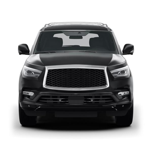 商品名:  SlickMod Chrome Delete Blackout Vinyl Overlay for 2018-2024 Infiniti QX80 Grill Trim (Carbon Fiber, 2. Bumper Lip ...