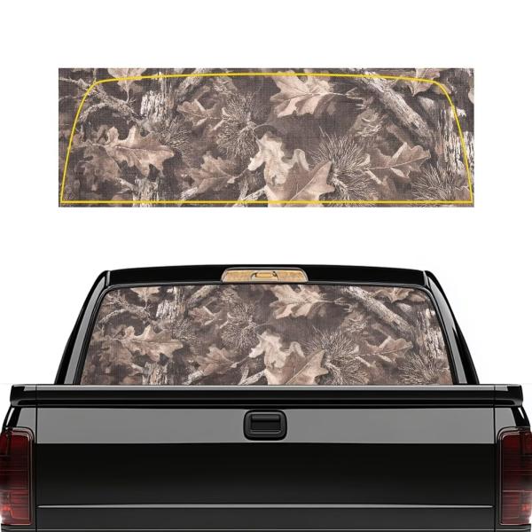 商品名: Brosoneto ツリーブランチ 迷彩ハンティングリアウィンドウデカールトラック用 リアウィンドウグラフィック 穴あきポリエステルウィンドウフィルム トラックバックウィンドウデカール(170.04cm X 57.04cm) Br...