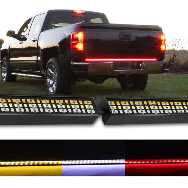 商品名:  DEERMOTO Truck Tailgate Light Bar 60" 3-Row Splicing LED Pickup Light Strip with Brake,Turn Signal,Reverse Light,F...